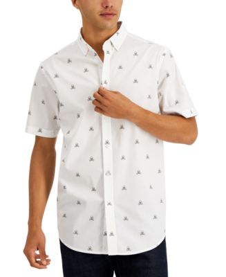 Club Room Men's Skull & Crossbones-Print Shirt, Created for Macy's - Macy's