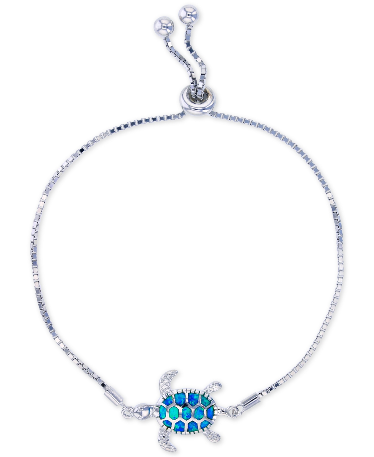 Click here for Lab-Created Blue Opal Turtle Bolo Bracelet in Ster... prices