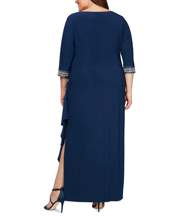 Alex Evenings Plus Size Embellished Cascade Gown - Macy's