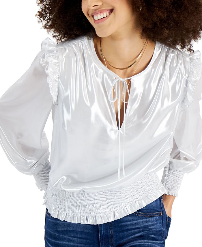 INC International Concepts Metallic Ruffled Blouse, Created for Macy's ...