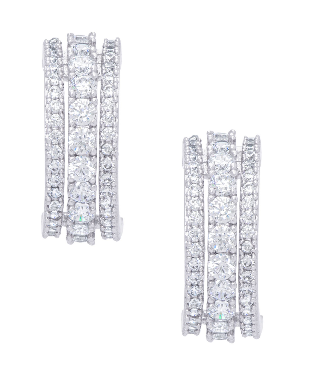 Click here for Cubic Zirconia Triple Row Half Hoop Silver Plate E... prices