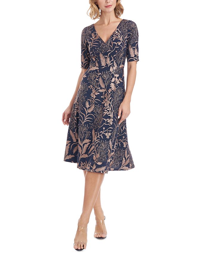 JS Collections Printed A-Line Dress - Macy's