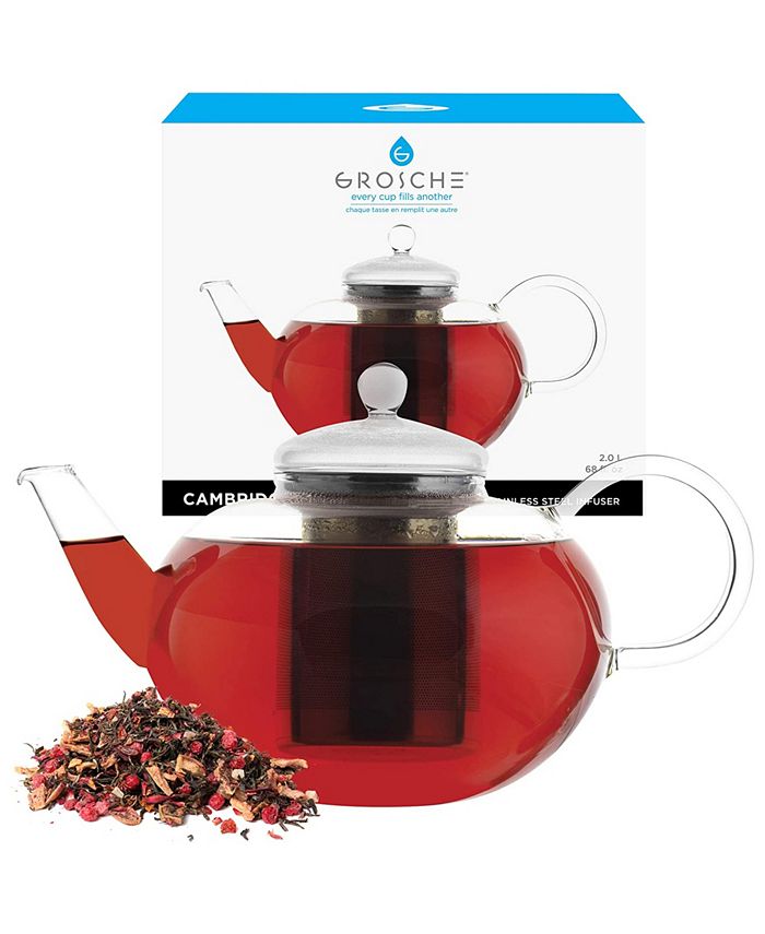 GROSCHE Cambridge Large Glass Teapot with Stainless Steel Tea Infuser ...