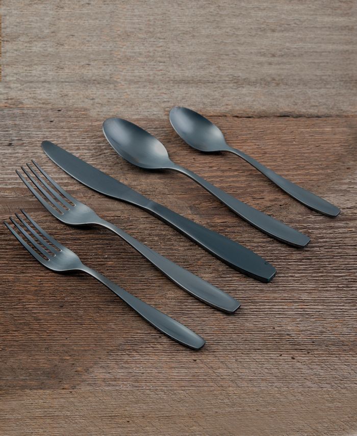 Cambridge Silversmiths January Black Satin 20-Piece Flatware Set ...