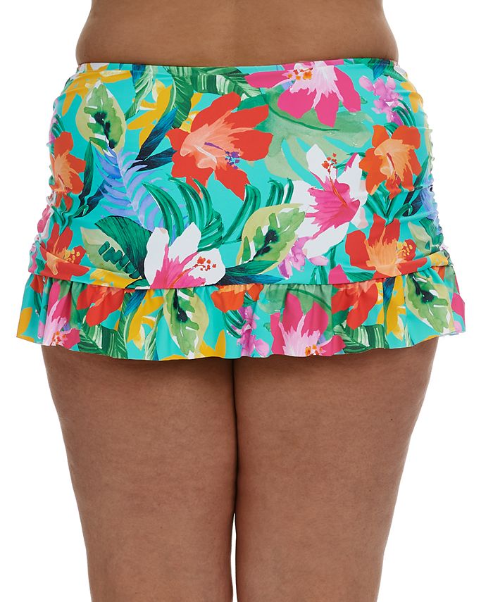 La Blanca Plus Size Tropical Ruffle Skirted Bikini Bottoms - Macy's
