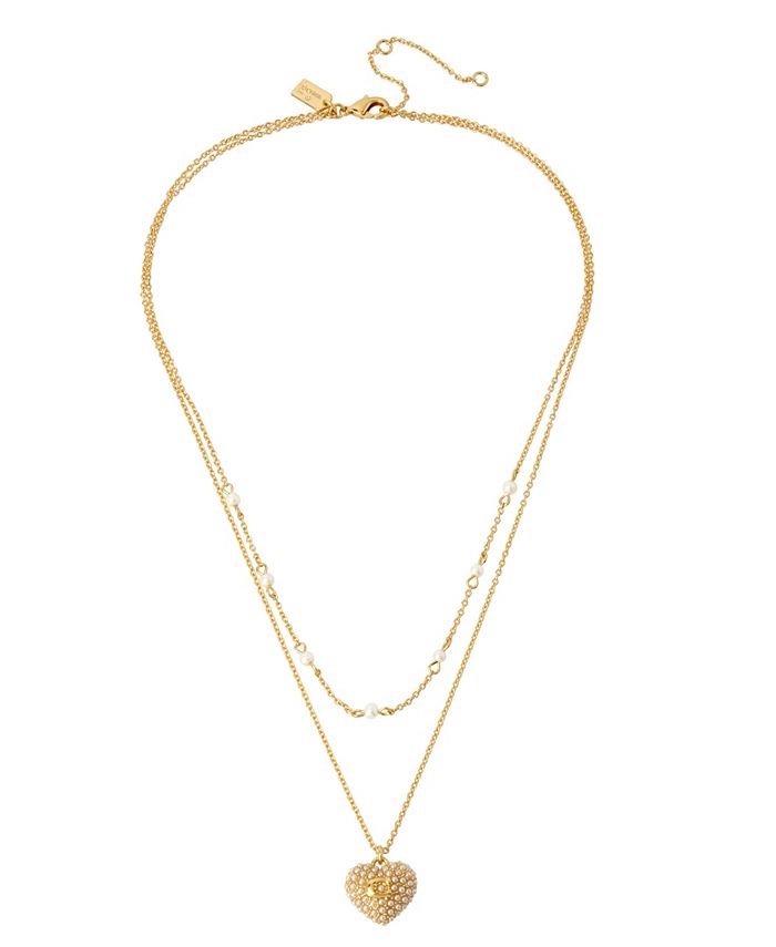 COACH Imitation Pearl Puff Heart Layered Necklace 16" or 18" + 2 ...