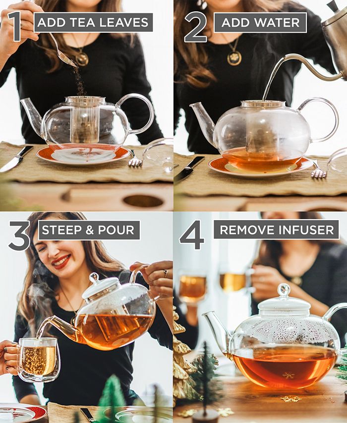 GROSCHE Cambridge Large Glass Teapot with Stainless Steel Tea Infuser ...