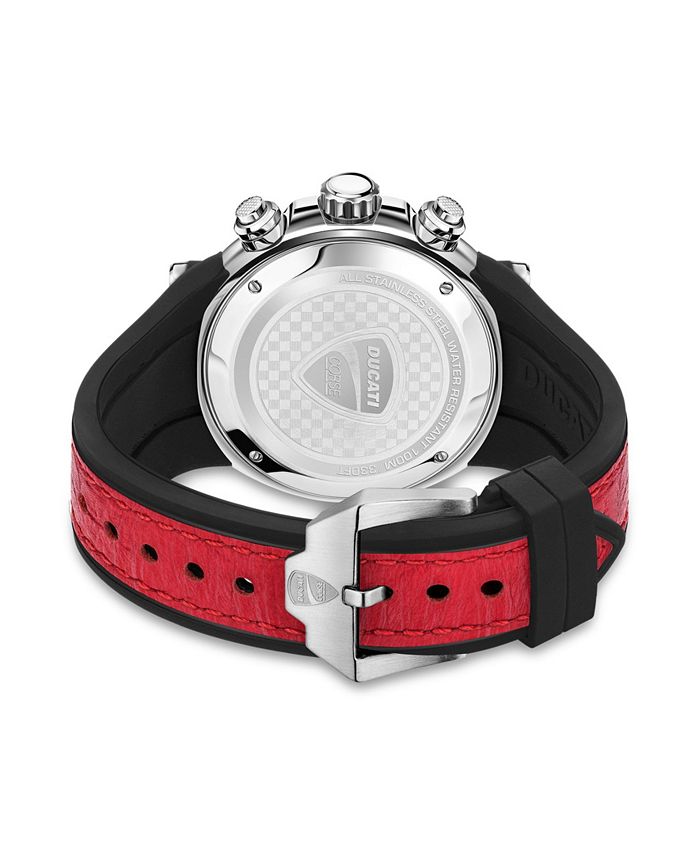 Ducati Corse Men's Partenza Chronograph Black and Red Silicone Strap ...