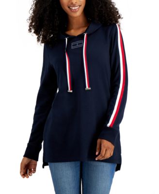 Contrast-Trim Hooded Top