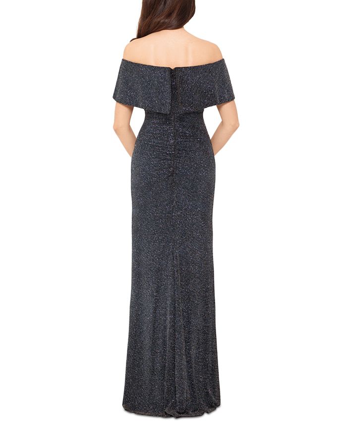 XSCAPE Off-The-Shoulder Metallic Gown - Macy's