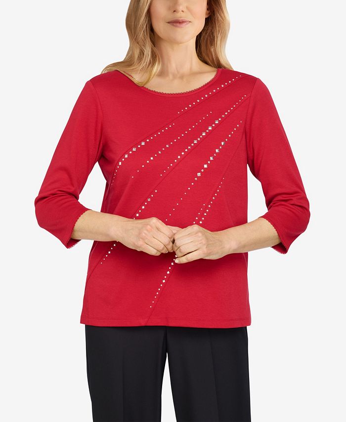 Alfred Dunner Plus Size Classics Diagonal Heat Top - Macy's