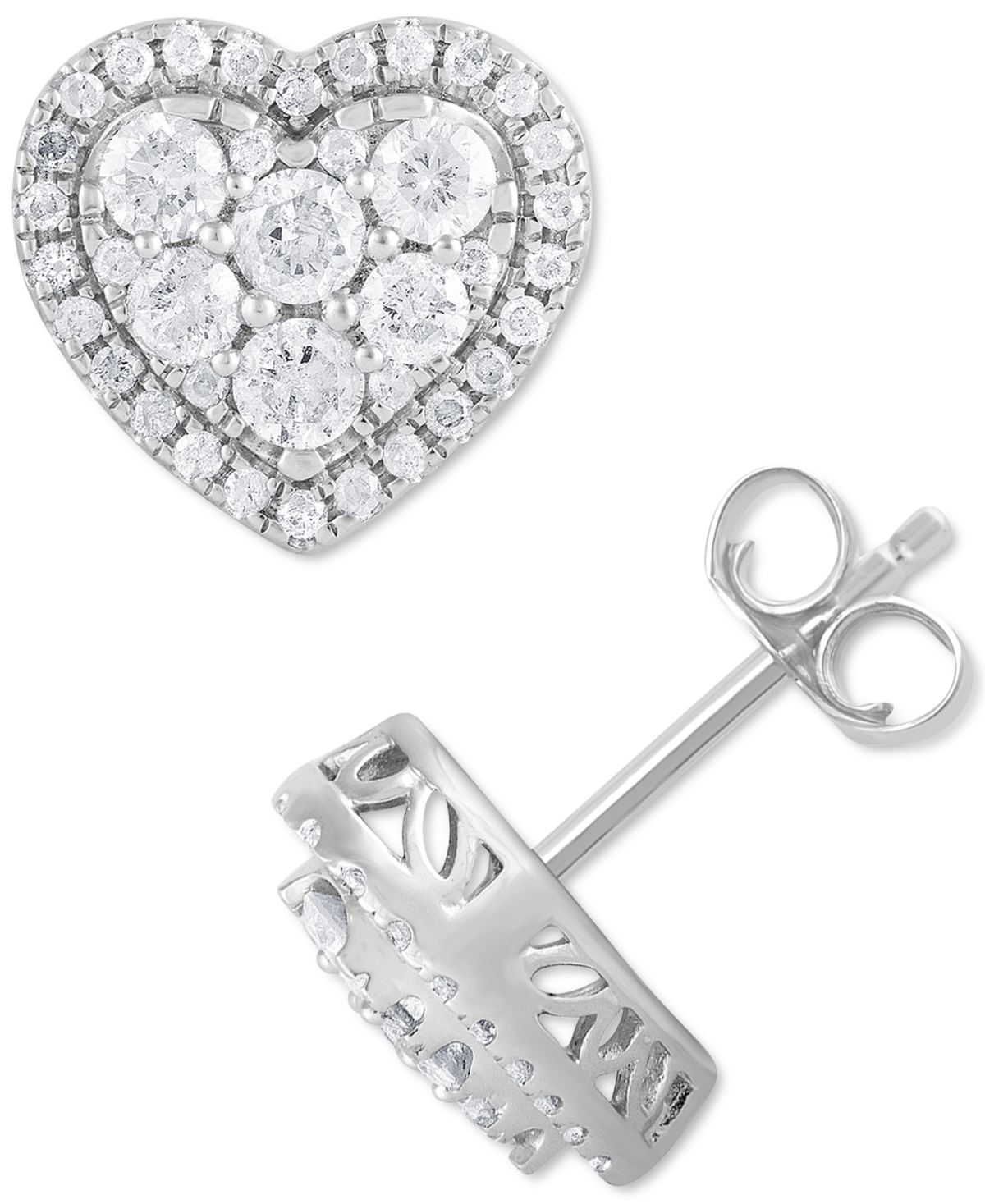 Click here for Diamond Heart Halo Cluster Stud Earrings (1 ct. t.... prices