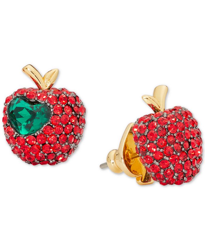 kate spade new york Gold-Tone Pavé Apple Stud Earrings - Macy's