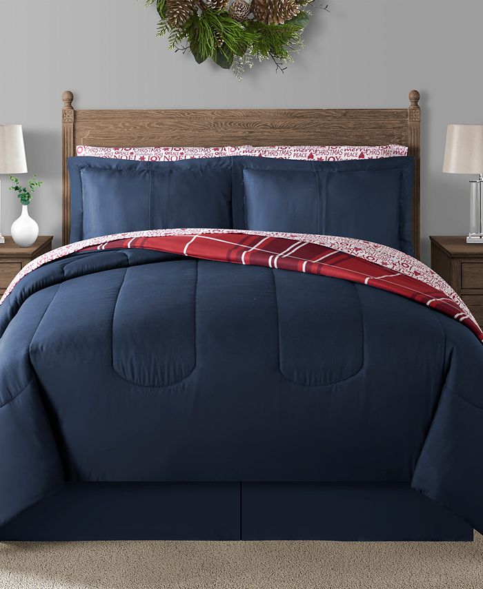 Sunham Holiday Sentiments 8-Pc. Queen Comforter Set - Macy's