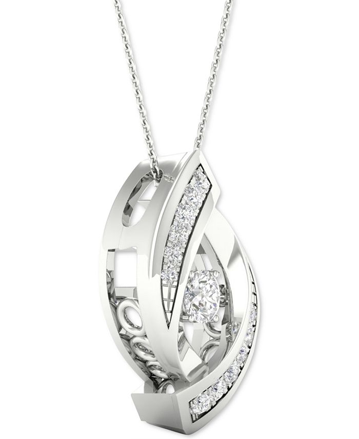 Twinkling Diamond Star Diamond Swirl 18" Pendant Necklace (1/4 ct. t.w ...