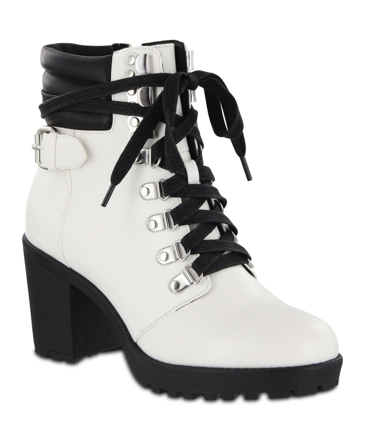 Click here for Mia Womens Annamaria Block Heel Lug Sole Biker Boo... prices