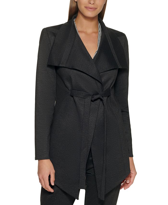 DKNY Ponte-Knit Belted Topper Jacket & Reviews - Jackets & Blazers ...