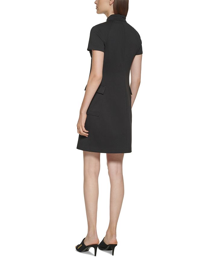 Calvin Klein Mock Neck Keyhole A Line Dress Macys