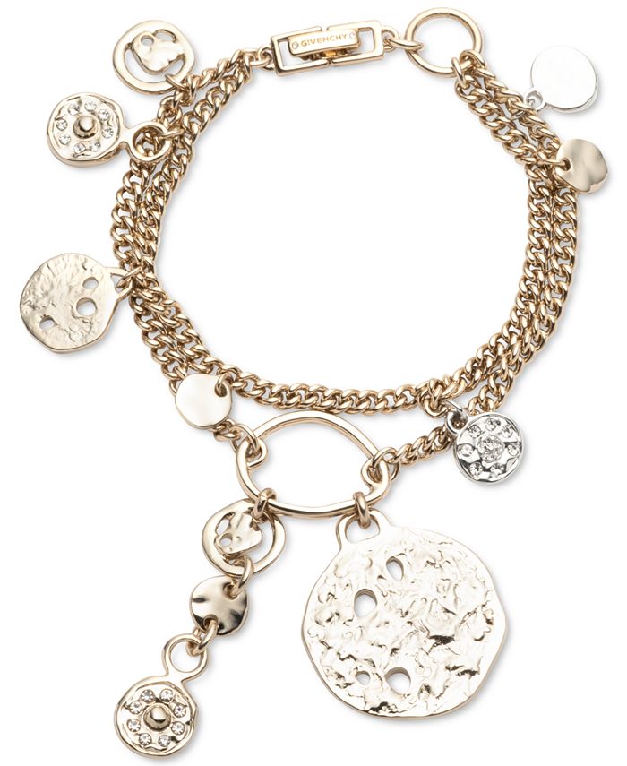 Givenchy Two-Tone Pavé Multi-Charm Double-Row Flex Bracelet - Macy's