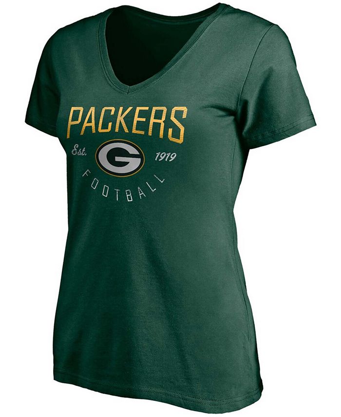 Fanatics Women's Green Green Bay Packers Live For It V-Neck T-shirt ...