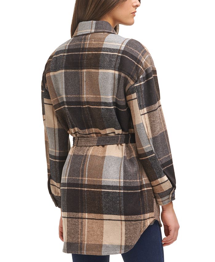 Levi's Belted Plaid Shirt Jacket - Macy's