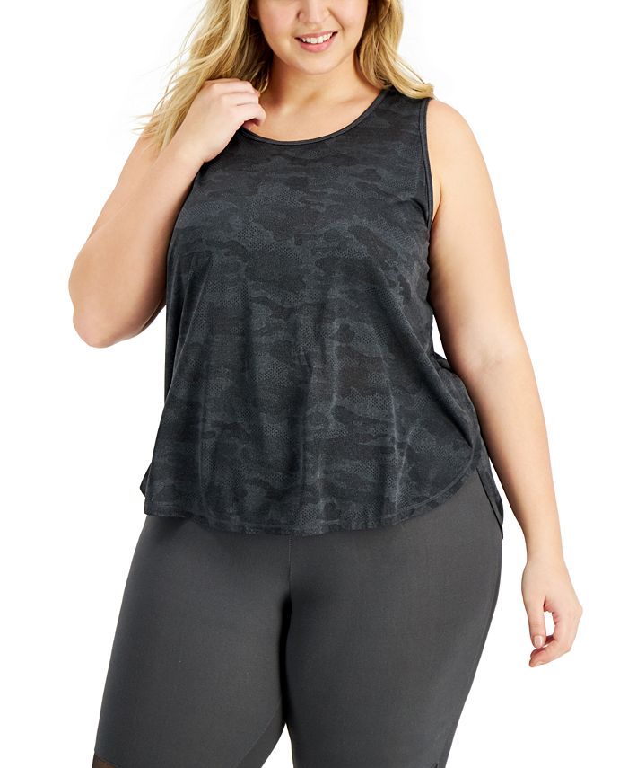 Id Ideology Plus Size Camo Print Jacquard Tank Top Created For Macys