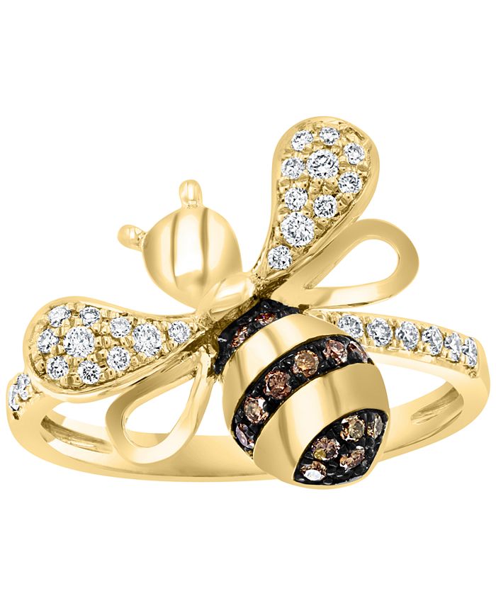 EFFY Collection EFFY® Espresso & White Diamond Bee Ring (1/3 ct. t.w ...