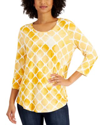 JM Collection Printed 3/4-Sleeve Top, Created for Macy's - Macy's