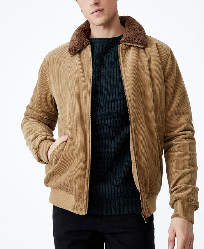 COTTON ON Men's Faux Sherpa Collar Bomber Jacket - Macy's