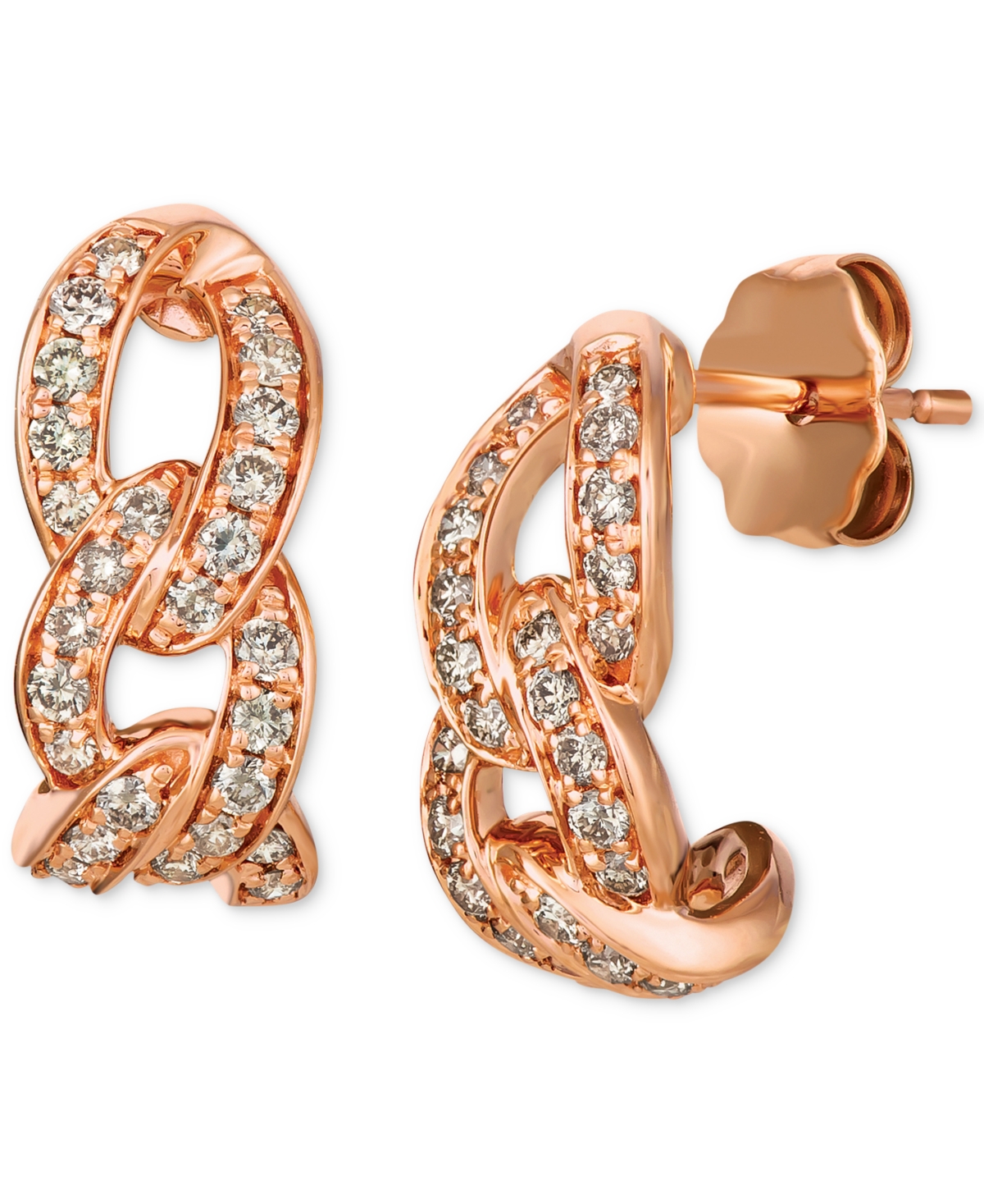 Click here for Le Vian Nude Diamond Interlocking Link J-Hoop Earr... prices