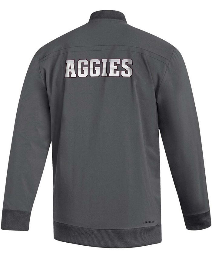 adidas Men's Gray Texas A M Aggies Sideline Aeroready Full-Zip Bomber ...