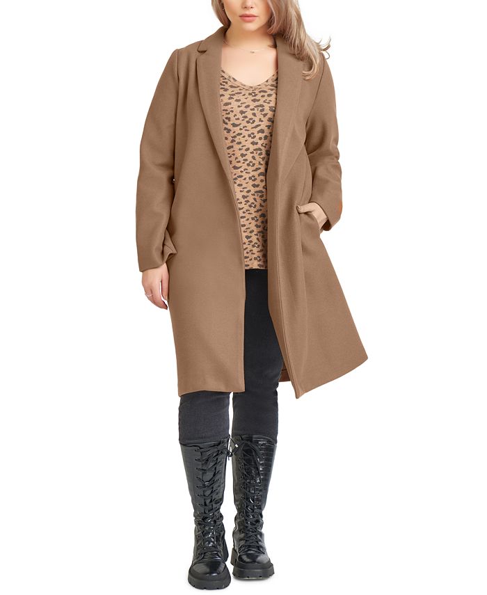 Black Tape Plus Trendy Open Front Jacket - Macy's