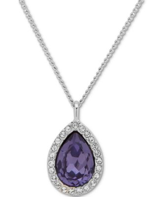 Givenchy Pavé Pear Stone Pendant Necklace, 16" + 3" extender - Macy's
