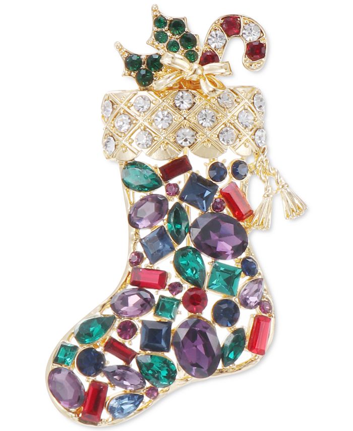 Charter Club Gold-Tone Multicolor Crystal Stocking Pin, Created for ...