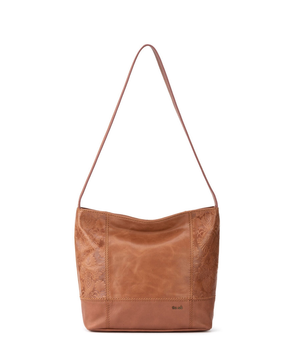 Click here for The Sak De Young Leather Hobo - Tobacco Floral Emb... prices
