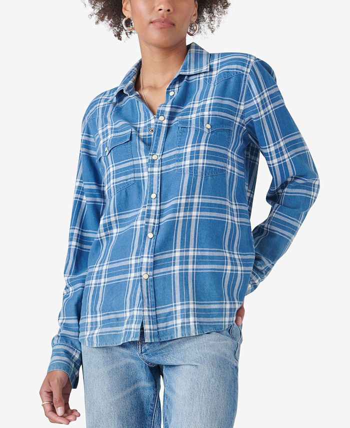 Lucky Brand Plaid Collared Shirt - Macy's