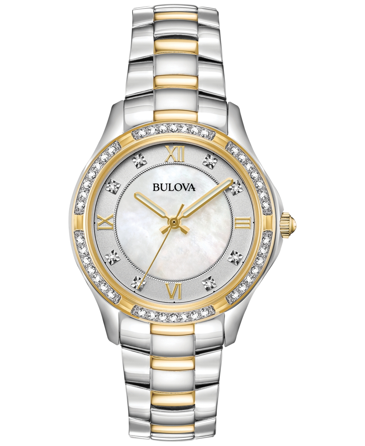 Click here for Bulova Womens Embellished Two-Tone Stainless Steel... prices
