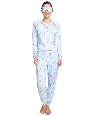 Muk Luks Printed Hacci Pajamas & Sleep Mask Set - Macy's