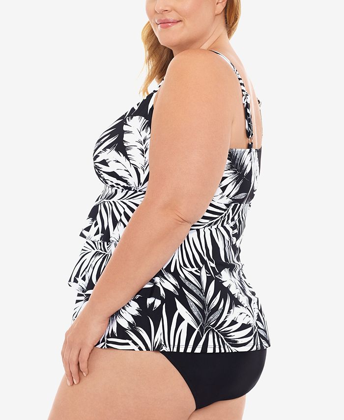 Swim Solutions Plus Size Triple Tier Tummy Control Fauxkini One Piece