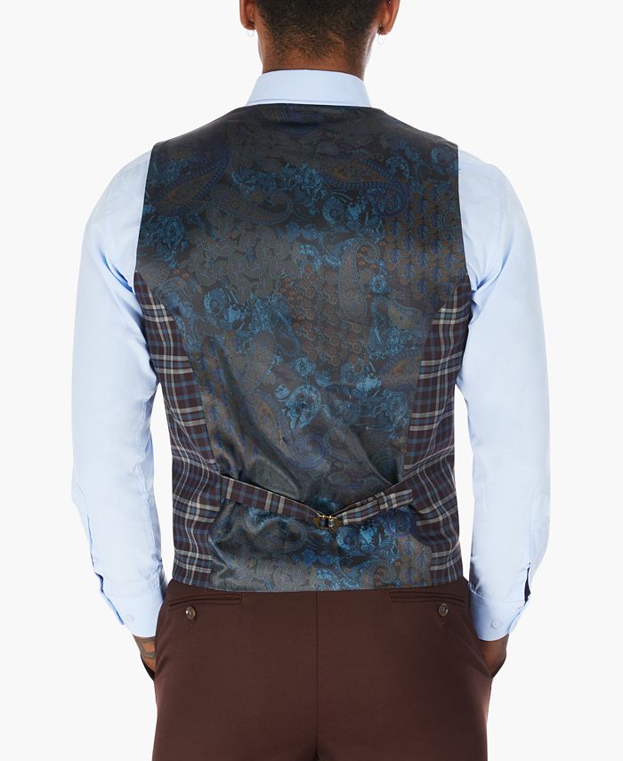 Tayion Collection Men's Classic-Fit Brown & Gray Plaid Suit Separate ...