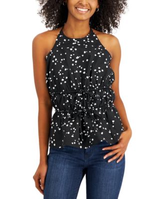 INC International Concepts Cotton Drawstring Halter Top, Created for ...