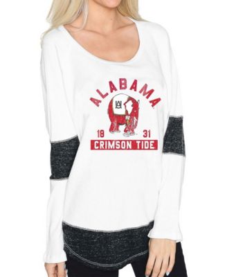 Women's White Alabama Crimson Tide Contrast Boyfriend Thermal Long ...