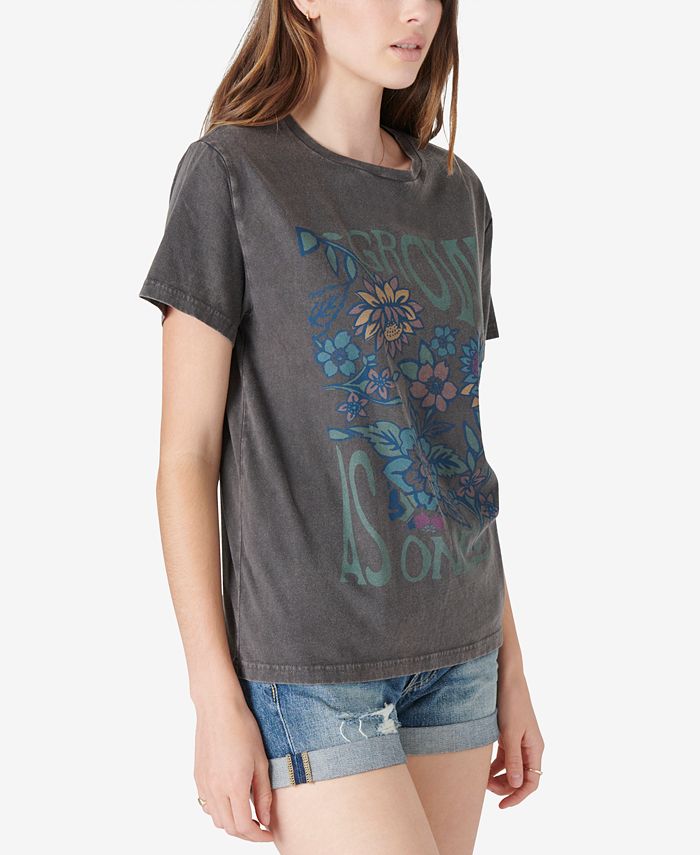 Lucky Brand Cotton Floral-Graphic Boyfriend T-Shirt - Macy's