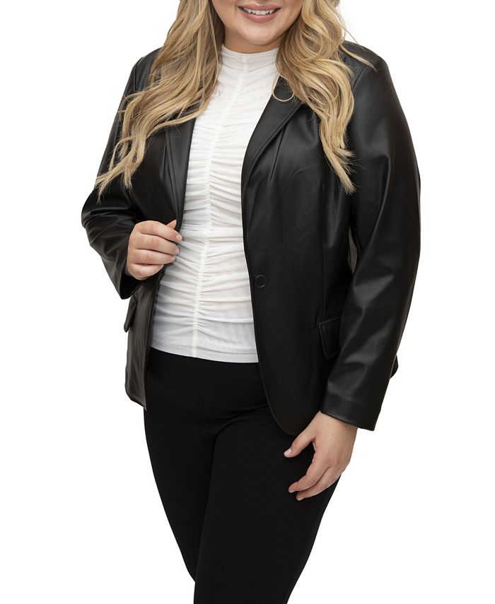 Maree Pour Toi Plus Size Pleather Blazer - Macy's