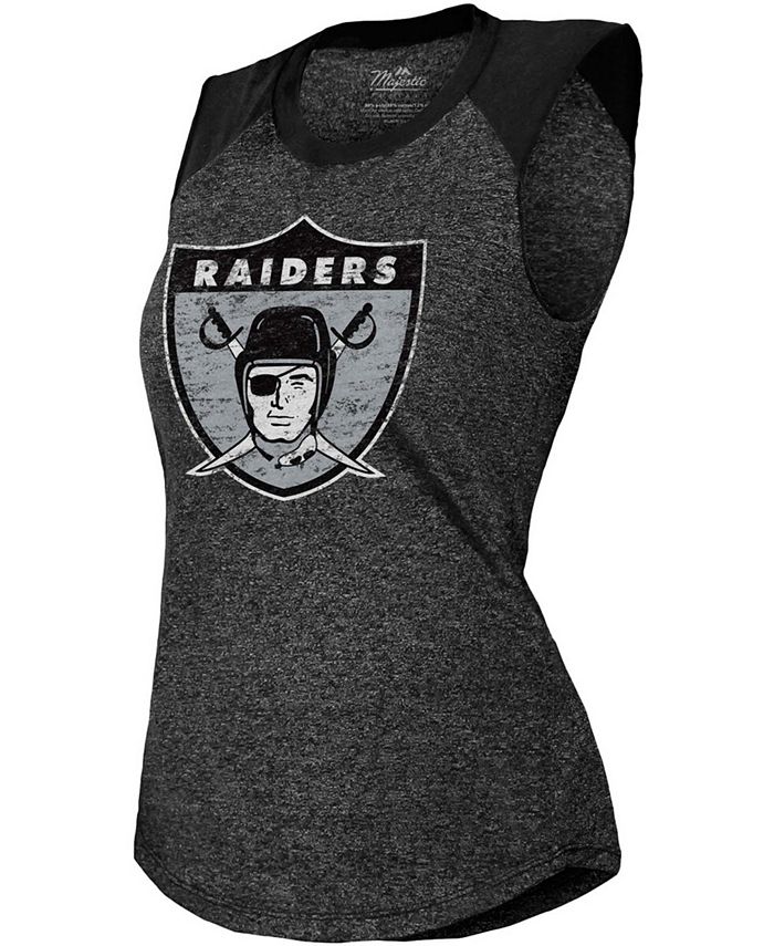 Majestic Women's Black Las Vegas Raiders Retro Tri-Blend Raglan Muscle ...