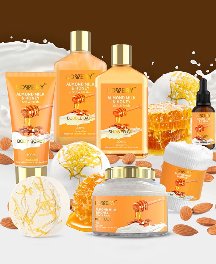 Lovery Almond Milk and Honey Home Spa Body Care Gift Set, 10 Piece - Macy's