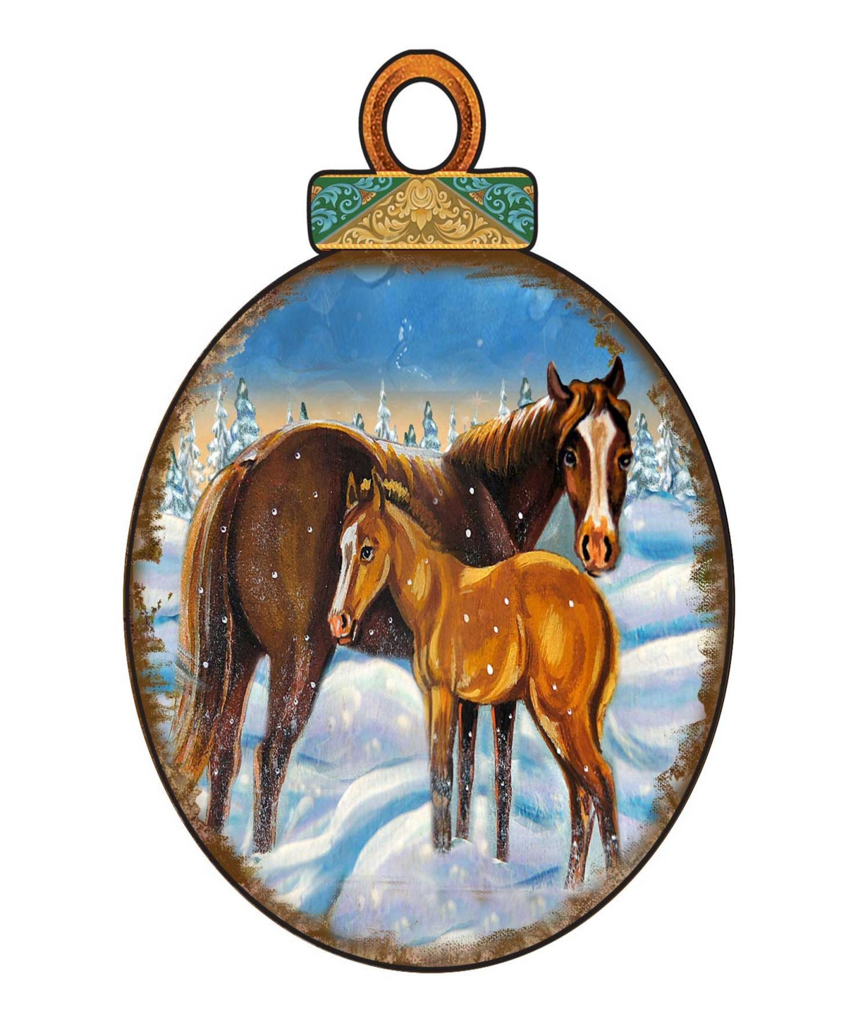 Click here for Designocracy 2 Piece Horses Scenery Wood Ornament... prices