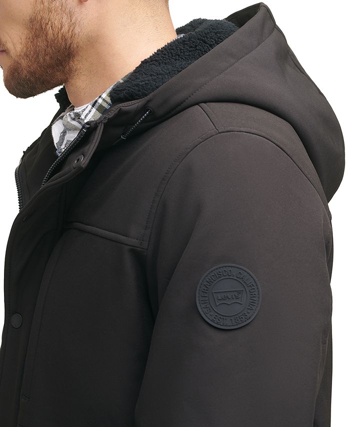 Levi's Men's Soft Shell Sherpa Lined Hooded Jacket & Reviews - Coats ...