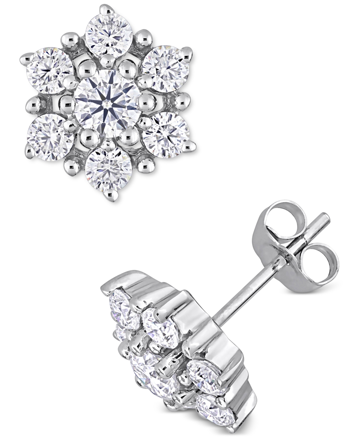 Click here for Lab-Created Moissanite Snowflake Cluster Stud Earr... prices