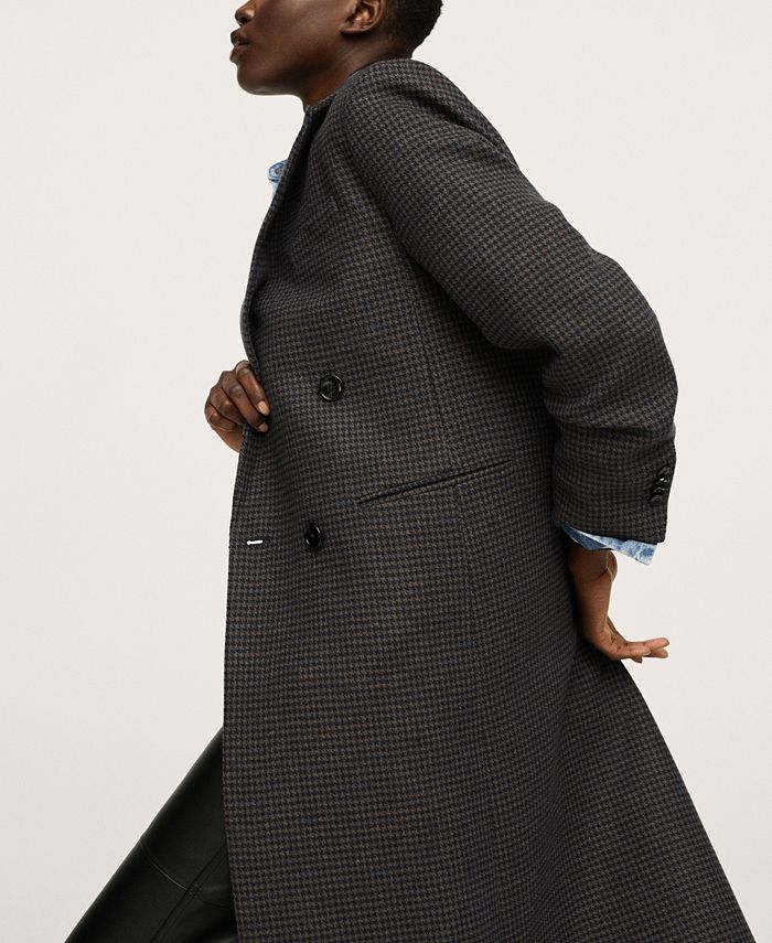 MANGO Women's Checked Wool-Blend Overcoat - Macy's